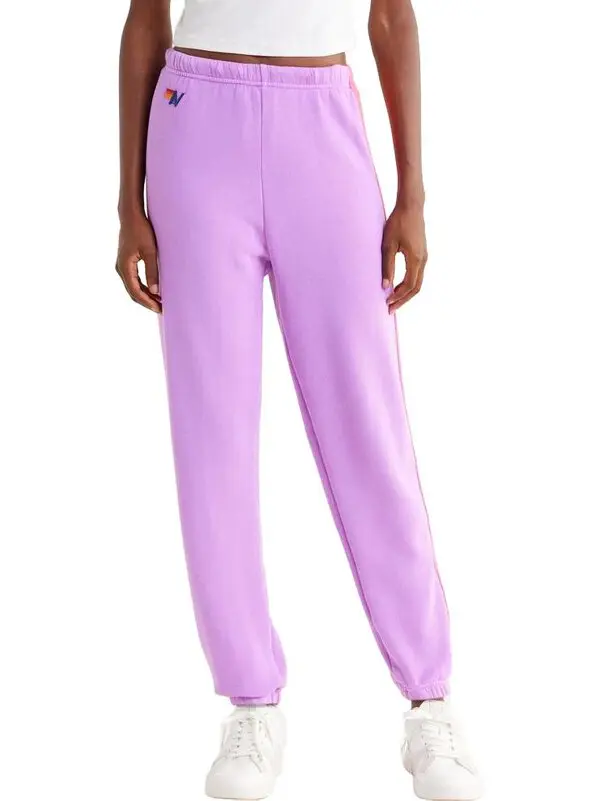 Aviator Nation Stripe Track Pants - Neon Purple/ Neon