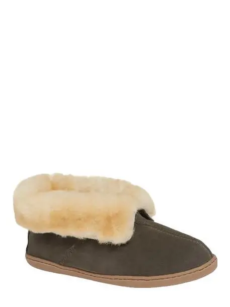 Minnetonka Sheepskin Slipper Bootie - Grey Suede