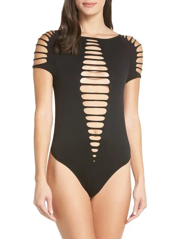 HAUTY Strappy Thong Bodysuit - Black
