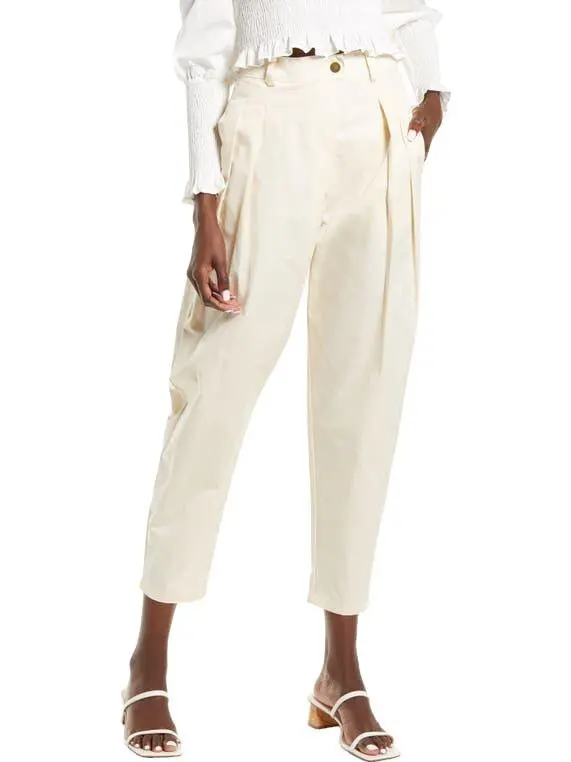AMY LYNN Tapered Cotton Trousers - Beige