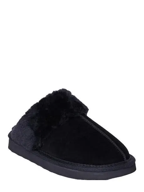Minnetonka Chesney Mule Slipper - Black Suede