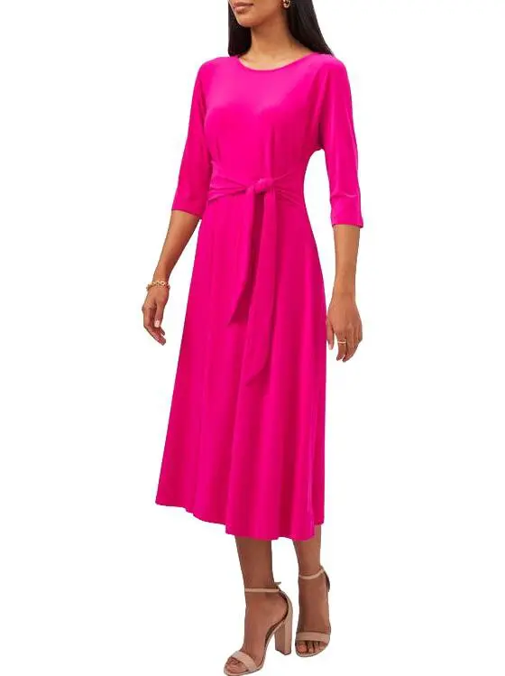 Chaus Tie Front Midi Dress - Pink Martini