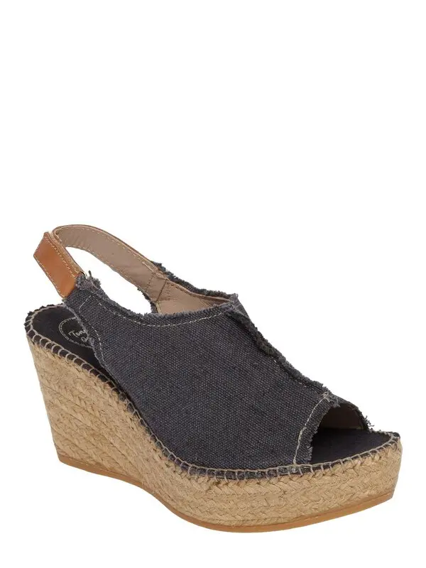 TONI PONS Lugano Espadrille Wedge Sandal - Black Fabric