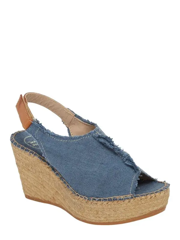 TONI PONS Lugano Espadrille Wedge Sandal - Blue Fabric