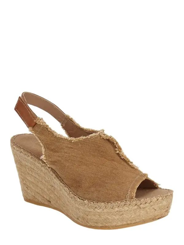 TONI PONS Lugano Espadrille Wedge Sandal - Tobacco Fabric