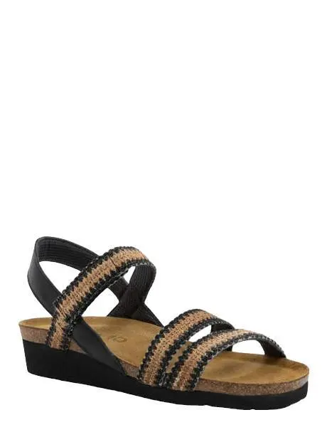 Naot Kayla Sandal - Jet Black Leather/raffia