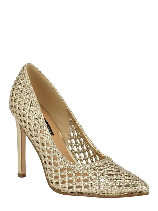 Nine West Tatiana Pointed Toe Stiletto Pumps - Gold Woven
