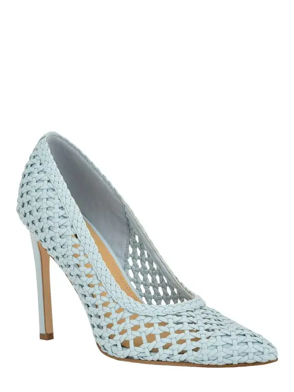 Nine West Tatiana Pointed Toe Stiletto Pumps - Light Blue Woven