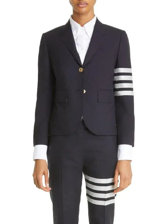 Thom Browne Stripe Wool Sport Coat - Navy