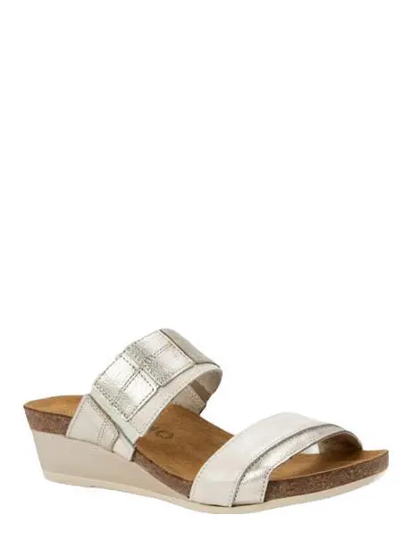 Naot Royalty Wedge Slide Sandal - Radiant Gold/ Ivory Crinkle