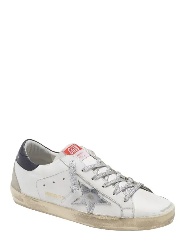 GOLDEN GOOSE Super-star Low-top Sneaker - White Leather/ Metallic Silver
