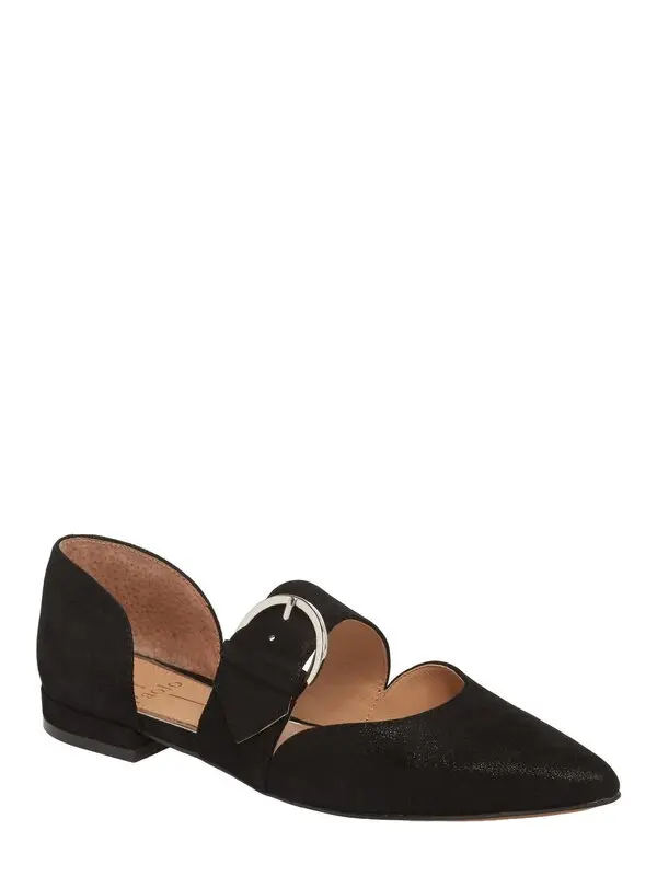 Linea Paolo Dean Pointy Toe Flat - Black Suede
