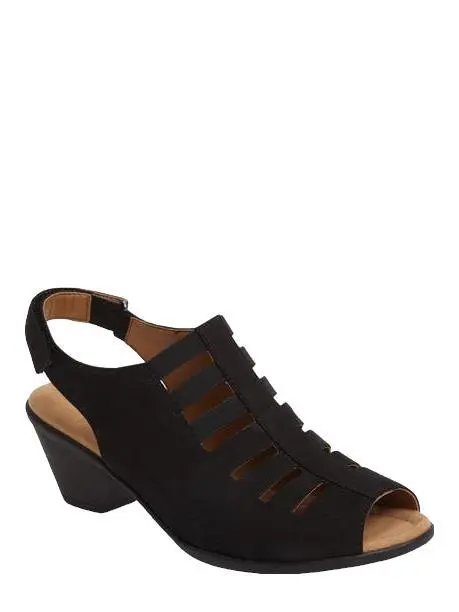 COMFORTIVA Faye Sandals - Black Nubuck Leather