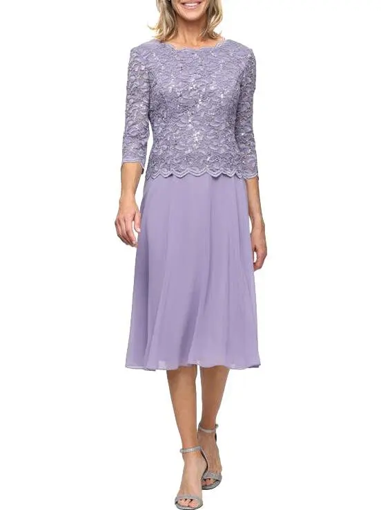 Alex Evenings Faux Two-piece Dress - Heather