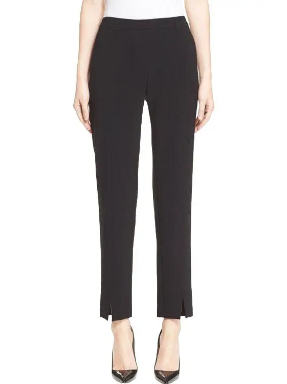 St. John Collection Jennifer Crepe Marocain Ankle Pants - Caviar