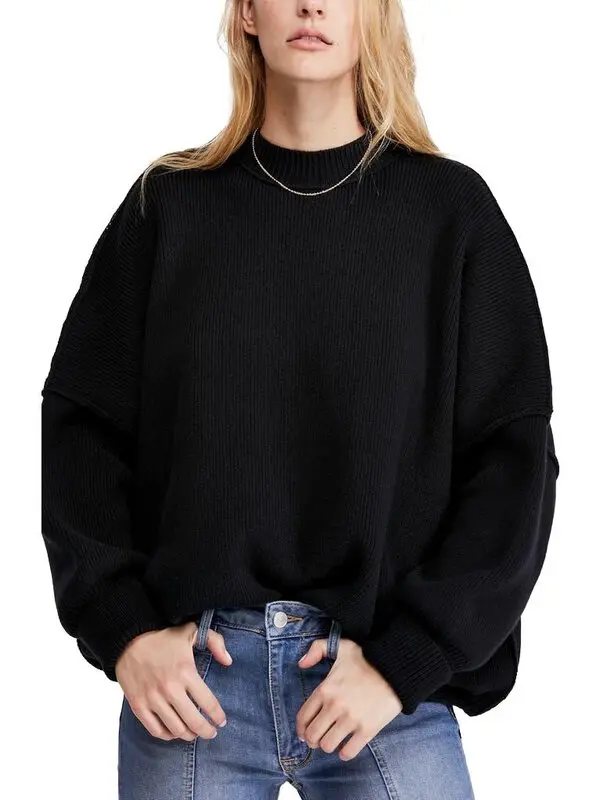 Free People Easy Street Tunic Sweater - Black
