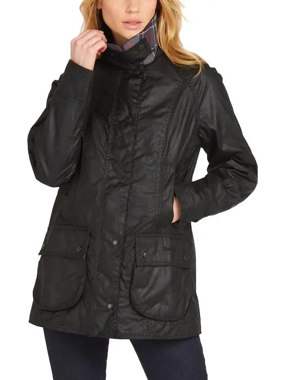 Barbour Beadnell Waxed Cotton Jacket - Black