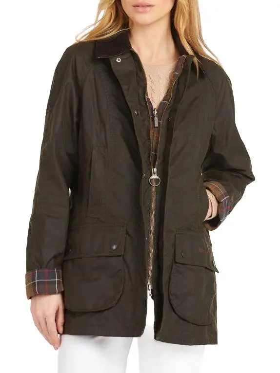 Barbour Beadnell Waxed Cotton Jacket - Olive