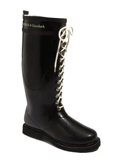 ILSE JACOBSEN Lace-up Rubber Boots - Black