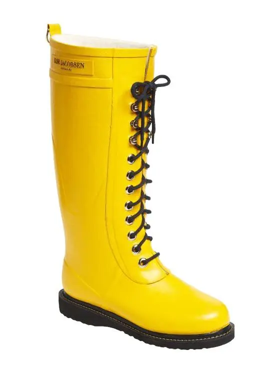 ILSE JACOBSEN Lace-up Rubber Boots - Cyber Yellow