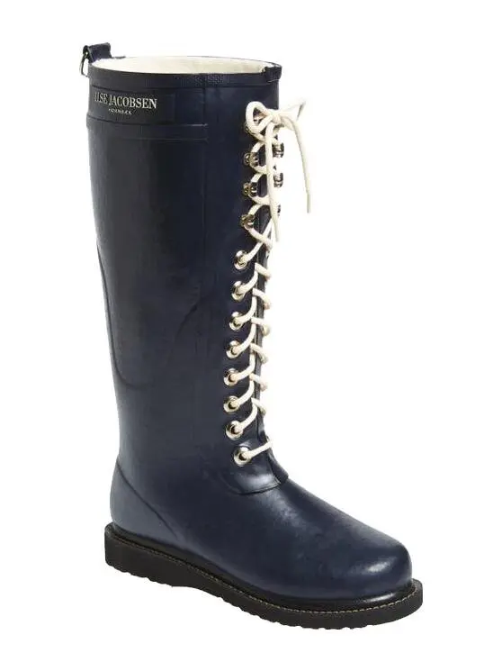 ILSE JACOBSEN Lace-up Rubber Boots - Dark Indigo