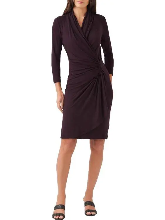 Karen Kane Cascade Faux Wrap Dress - Bordeaux