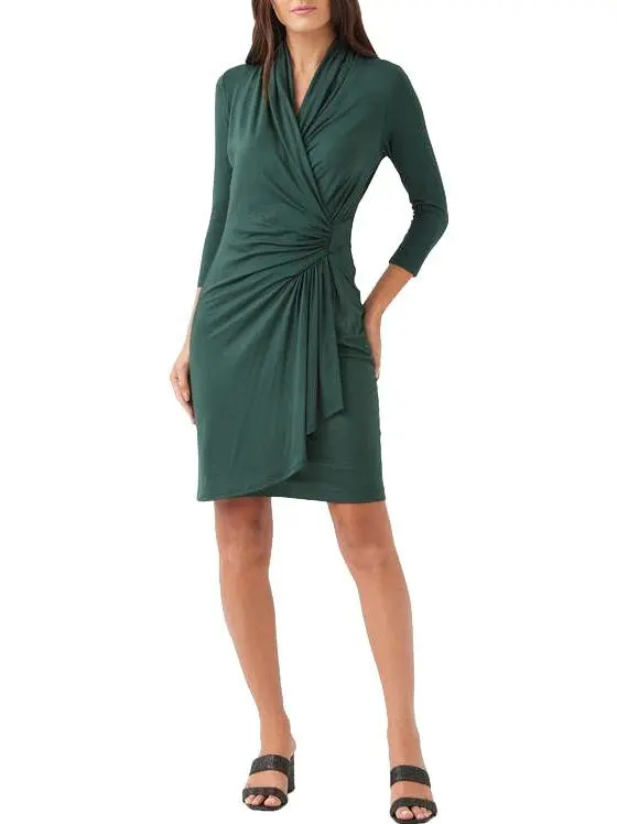 Karen Kane Cascade Faux Wrap Dress - Forest Green