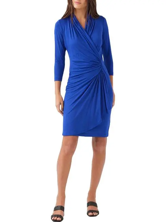 Karen Kane Cascade Faux Wrap Dress - Royal