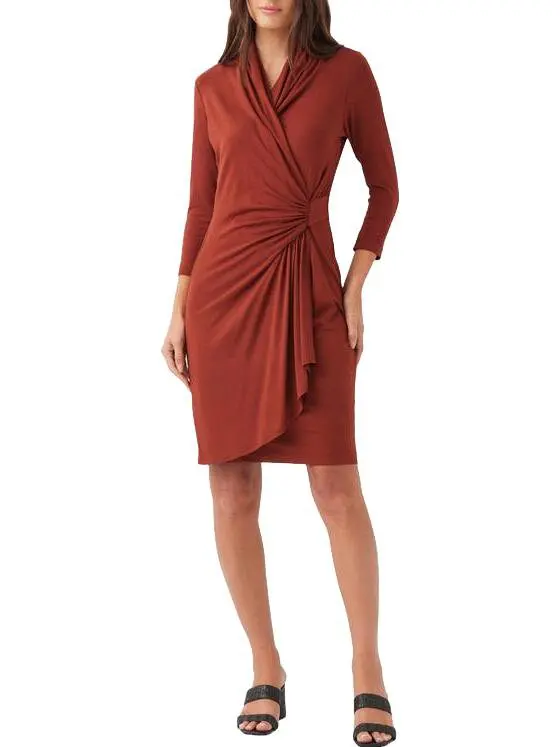 Karen Kane Cascade Faux Wrap Dress - Spice