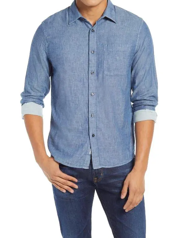 HIROSHI KATO Slim Fit Double Gauze Button-up Shirt - Light Indigo