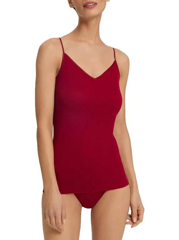 Hanro Seamless V-neck Camisole - Red Dahlia