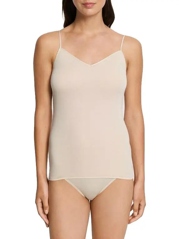 Hanro Cotton Seamless Spaghetti Strap Camisole - Summer Sand