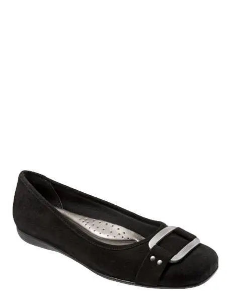Trotters Sizzle Flat - Black Suede
