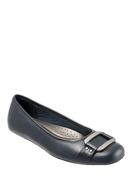 Trotters Sizzle Flat - Navy Blue Leather