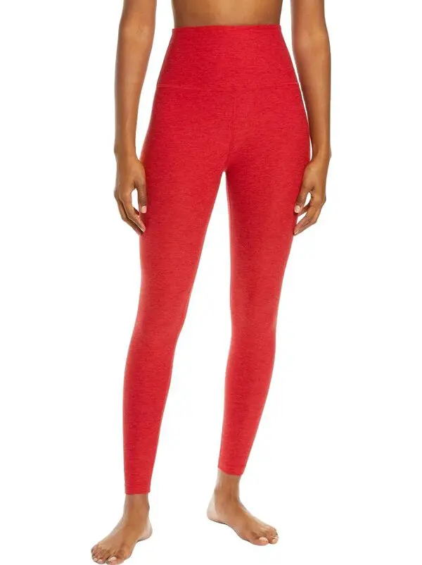 Beyond Yoga Caught In The Midi High Waist Leggings - Currant Red Heather