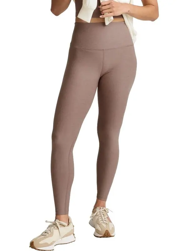 Beyond Yoga Caught In The Midi High Waist Leggings - Rosey Taupe Heather