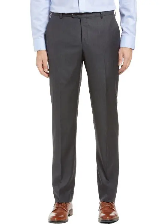HERITAGE GOLD Honeyway Flat Front Trousers - Charcoal