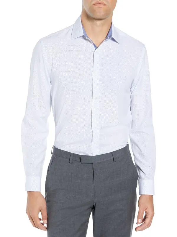 W.R.K Slim Fit Performance Stretch Dot Dress Shirt - Light Blue
