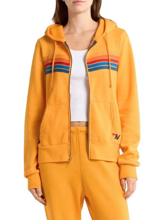Aviator Nation 5-stripe Zip Hoodie - Gold