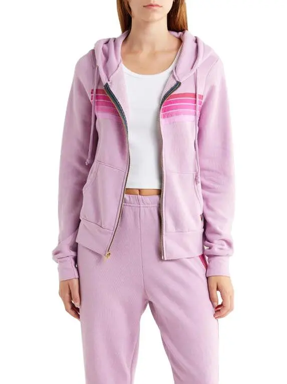 Aviator Nation 5-stripe Zip Hoodie - Mauve