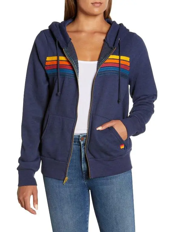 Aviator Nation 5-stripe Zip Hoodie - Navy