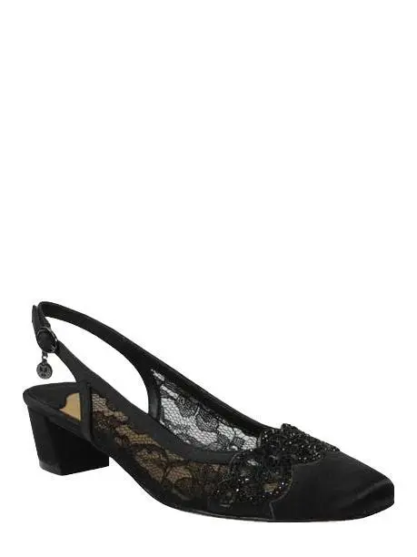 J. Reneé Faleece Crystal Embellished Slingback Pump - Black Fabric