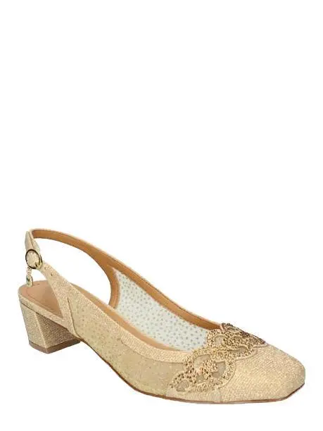 J. Reneé Faleece Crystal Embellished Slingback Pump - Gold