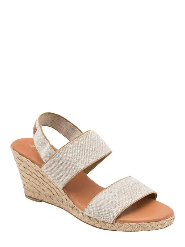 Andre Assous Allison Espadrille Wedge Slingback Sandals - Beige Linen