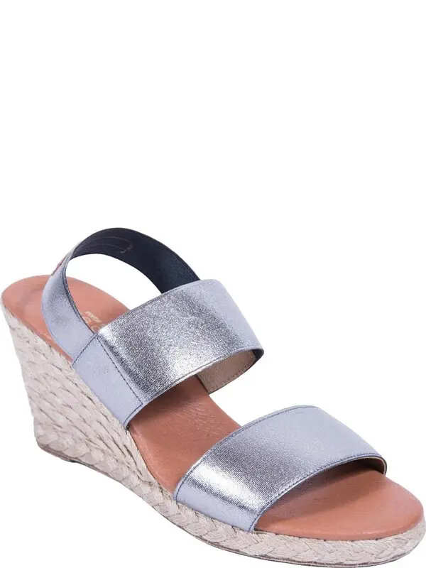Andre Assous Allison Espadrille Wedge Slingback Sandals - Pewter Fabric