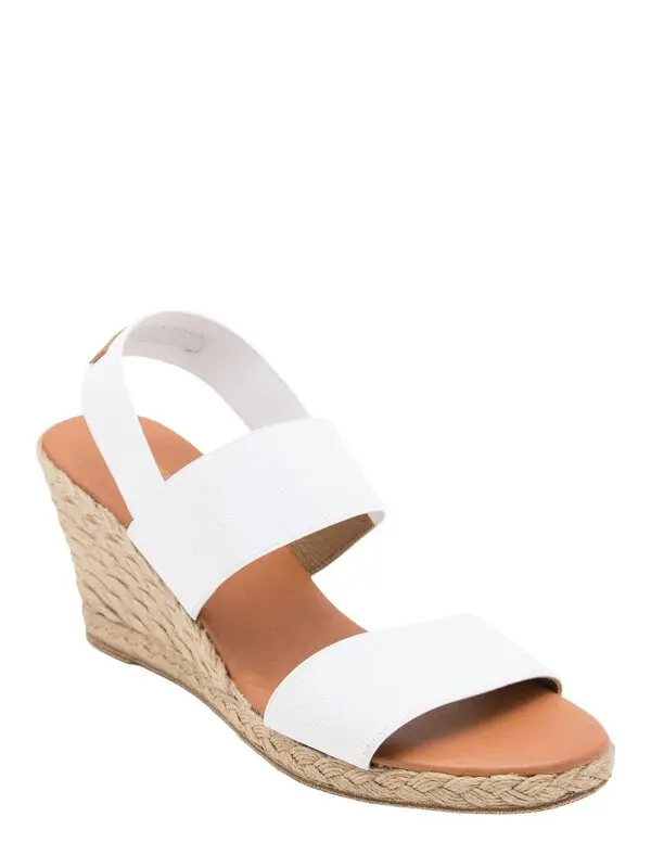 Andre Assous Allison Espadrille Wedge Slingback Sandals - White Fabric
