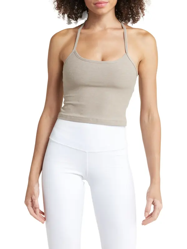 Beyond Yoga Space Dye Slim Racerback Crop Tank - Birch Heather