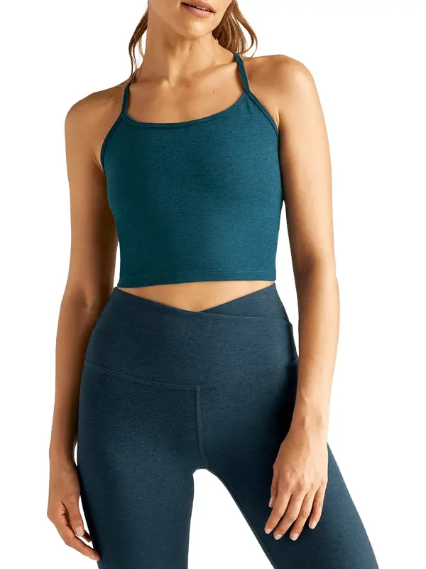 Beyond Yoga Space Dye Slim Racerback Crop Tank - Blue Gem Heather