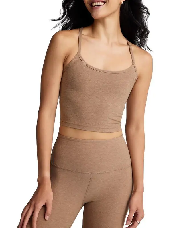 Beyond Yoga Space Dye Slim Racerback Crop Tank - Desert Sand Heather
