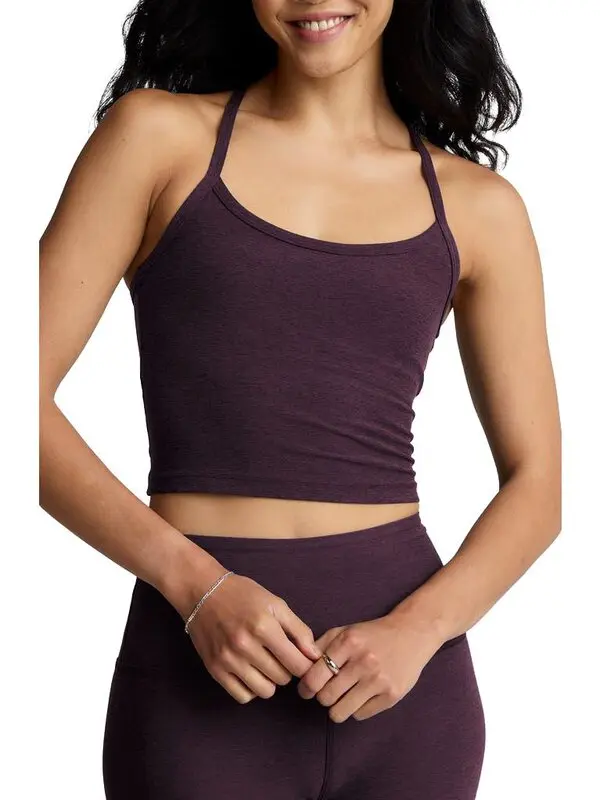 Beyond Yoga Space Dye Slim Racerback Crop Tank - Eggplant Purple Heather